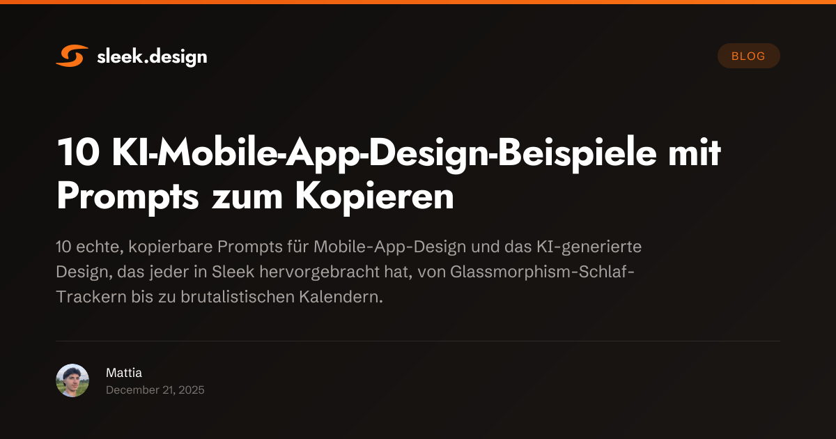 10 KI-Mobile-App-Design-Beispiele mit Prompts | Sleek